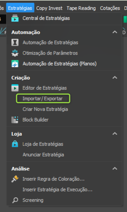 Exportação e importação de arquivos de configuração – Nelogica Sistemas ...