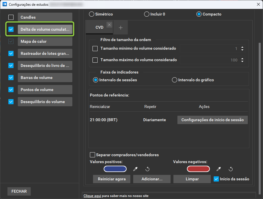 Visualizando e configurando o Delta Cumulativo (CVD) no BookMap ...